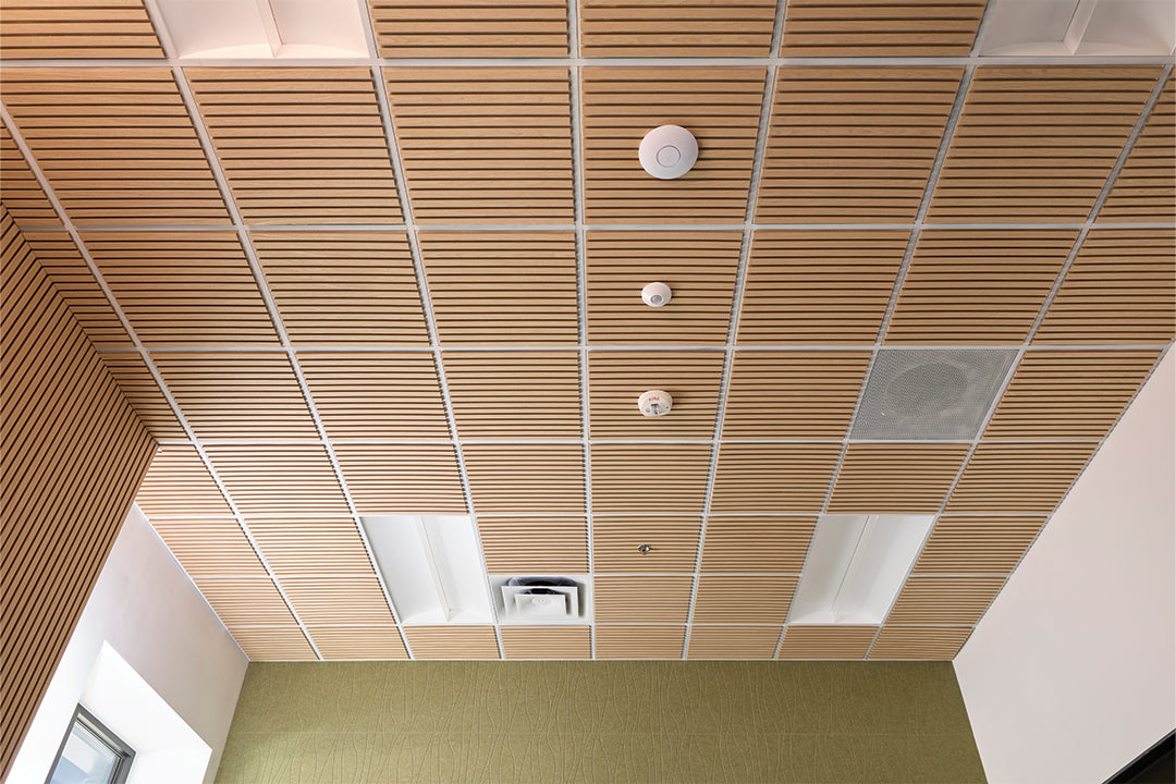 Oak Acoustic Wood Slat | 2’ x 2’ Ceiling Panels | Felt Right | felt right